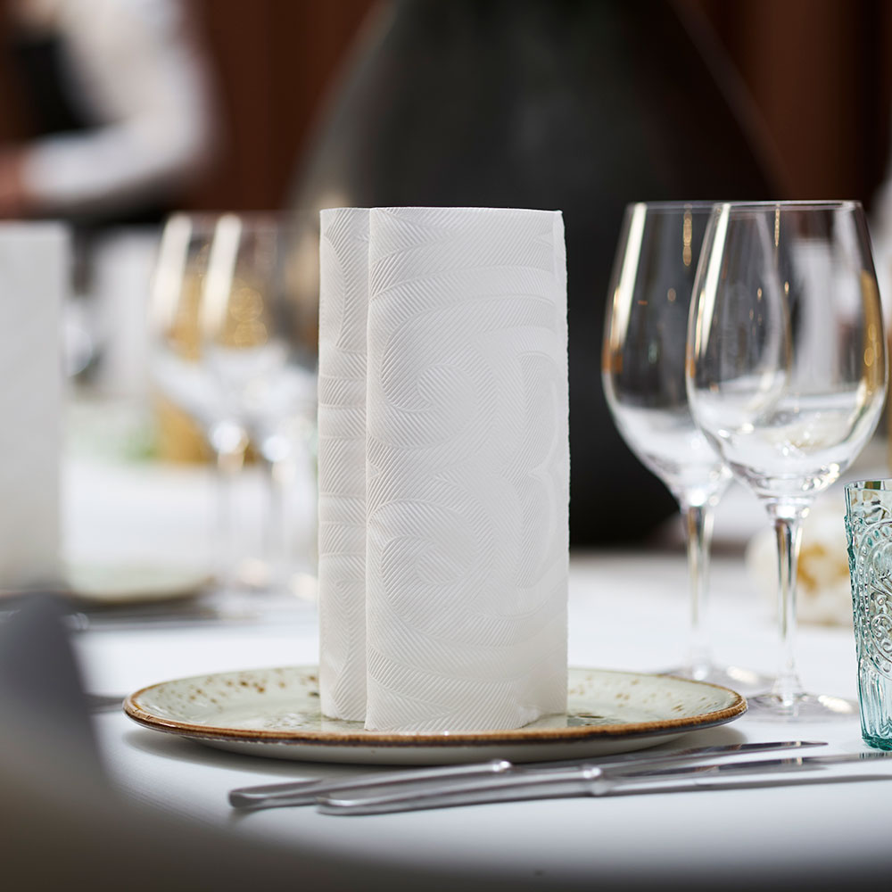 Servett Elegance® Lily 40x40 cm, 1/4 - Vit - (40 st/fp)