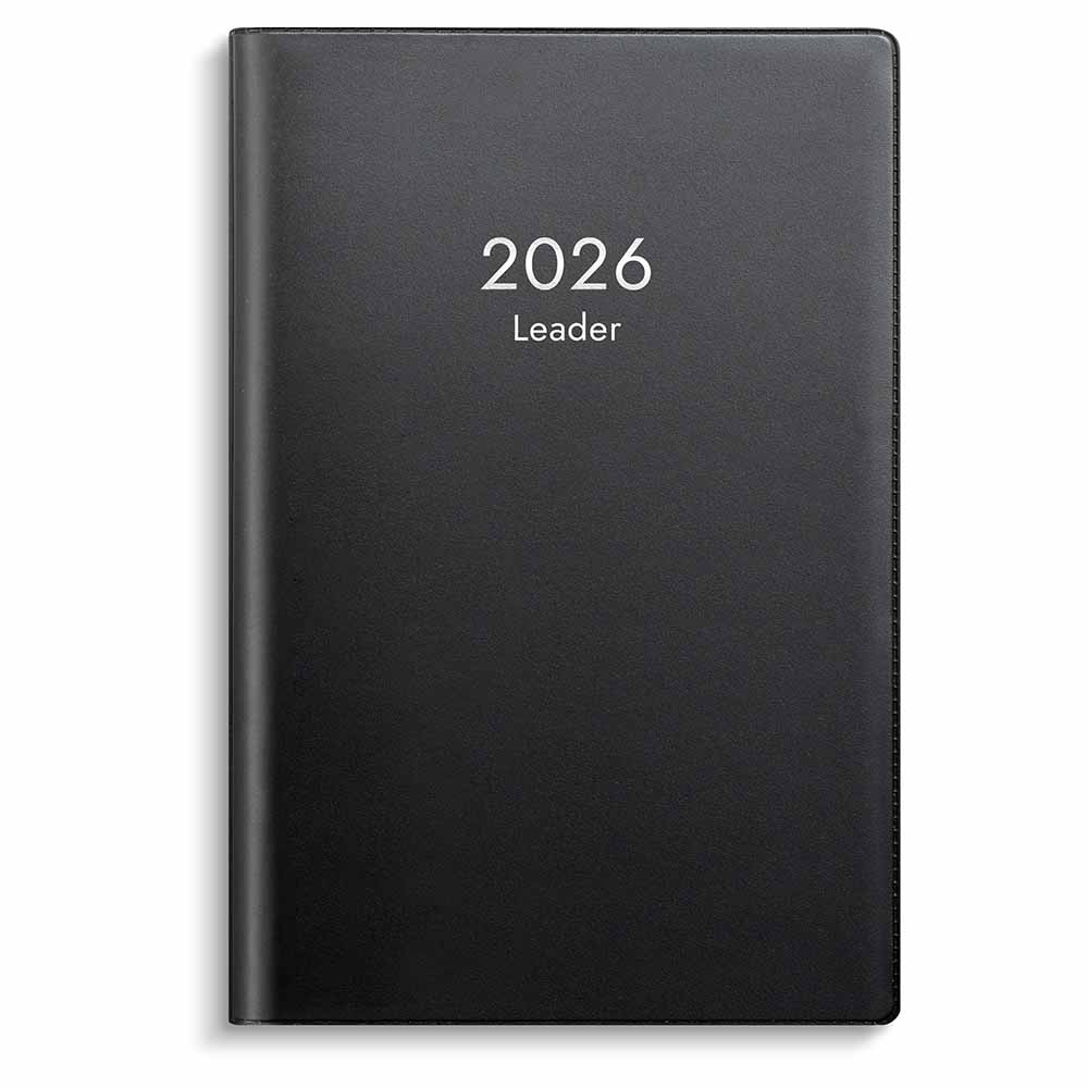 Almanacka Leader 2026 - svart plast, spiralbunden