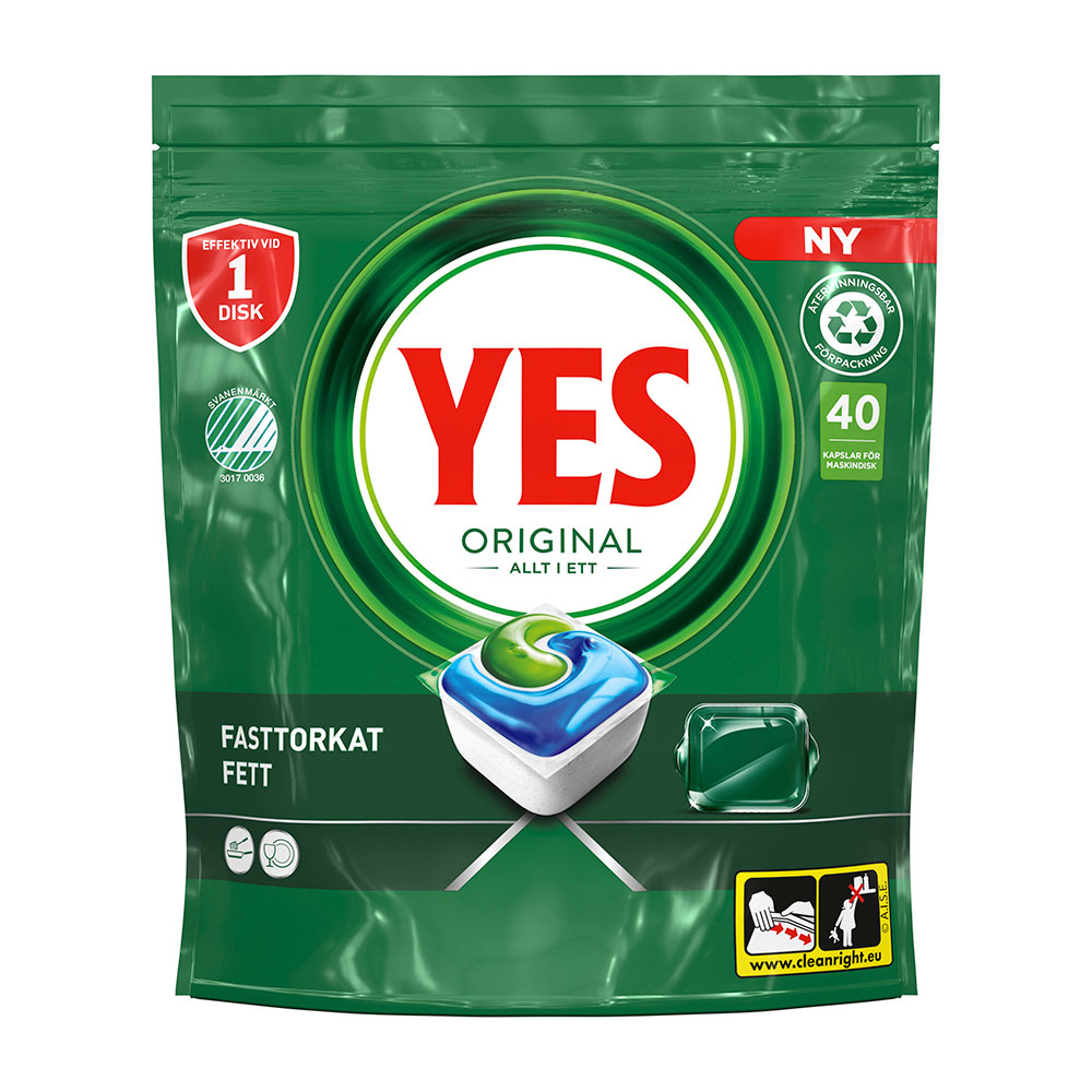 Maskindiskmedel Yes Original Allt i ett (40 st/fp)